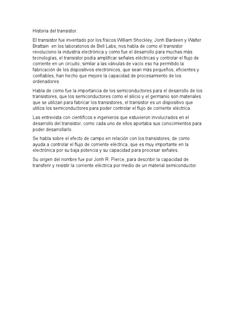 Hist del transis y su impacto | PDF