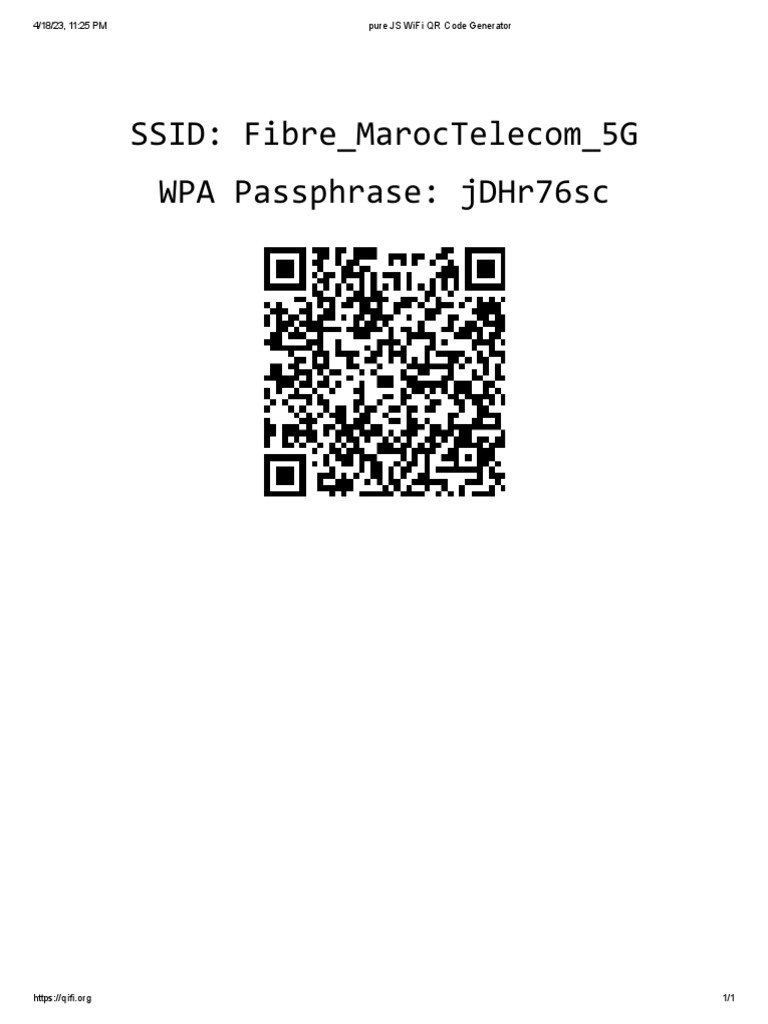 pure JS WiFi QR Code Generator | PDF