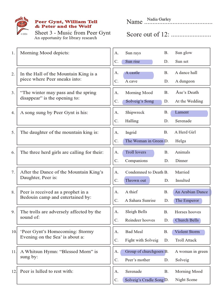 Peter and The Wolf Musical Instruments PG 5 | PDF