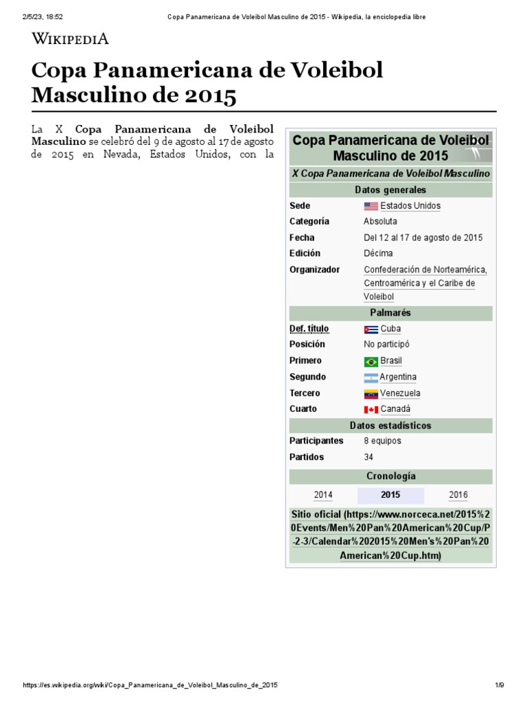 Copa Panamericana de Voleibol Masculino de 2015 - Wikipedia, La ... Copa Panamericana de Voleibol Masculino de 2015 - Wikipedia, La ...