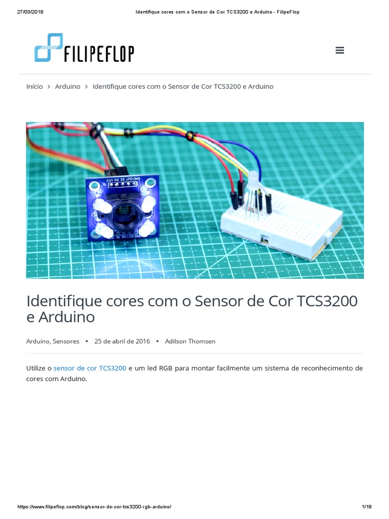 Identifique Cores Com O Sensor De Cor Tcs3200 E Arduino Filipeflop Download Grátis Pdf Cor 2885