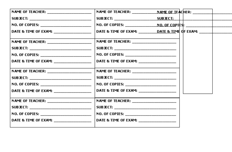 Exam Administration Record Template for Multiple Teachers and Subjects ...