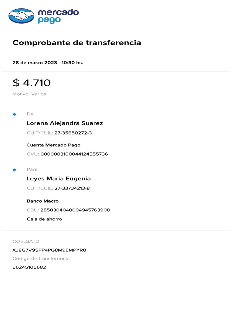 Mercadopago Comprobante 56245105682 PDF | PDF Mercadopago Comprobante 56245105682 PDF | PDF