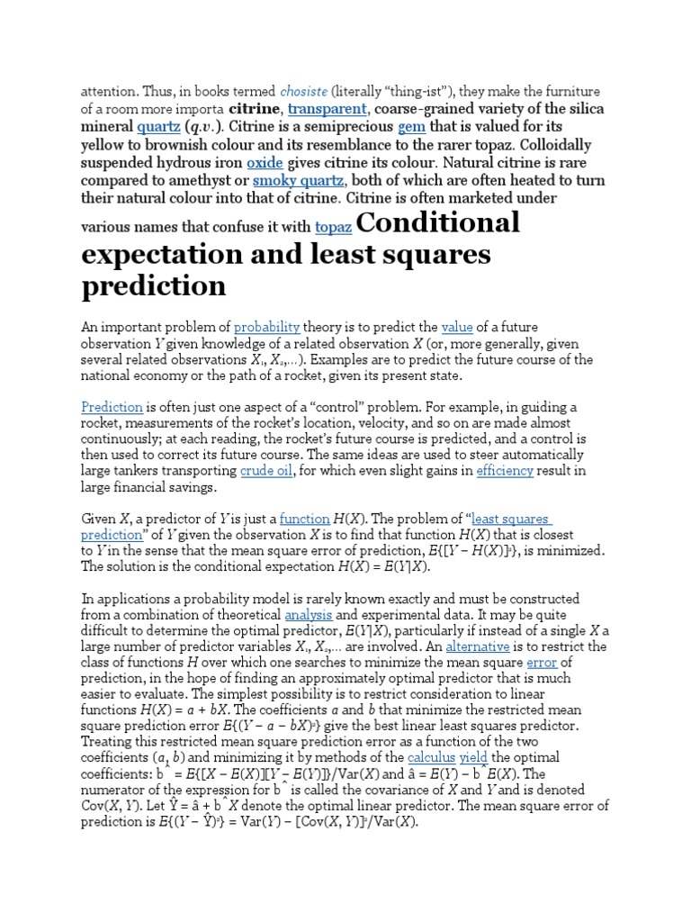 Conditional Expectation and Least Squares Predictions | PDF ... Conditional Expectation and Least Squares Predictions | PDF ...