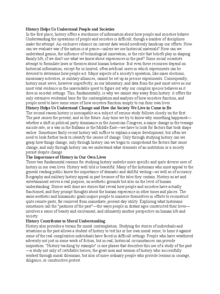 History Helps Us Understand People and Societies | PDF | Experience ...