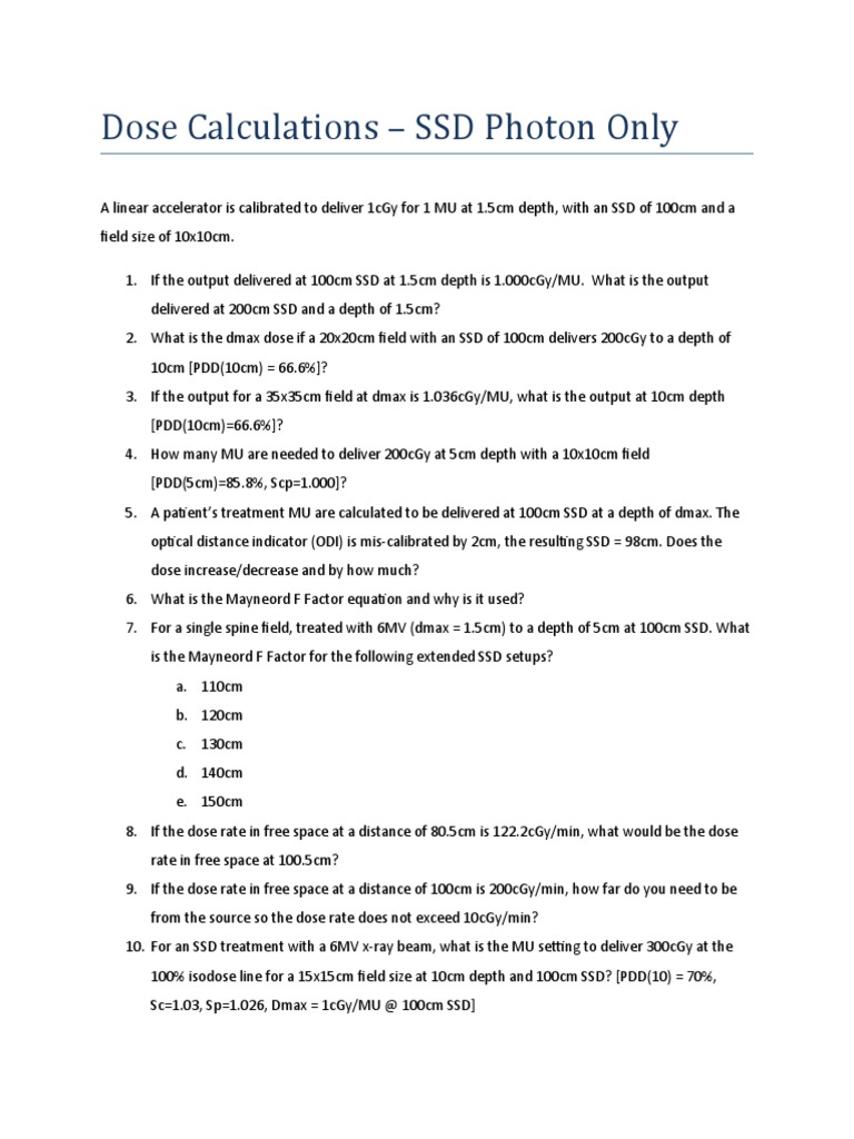 SSD Photon Dose Calculation Guide | PDF | Electromagnetic Radiation ...