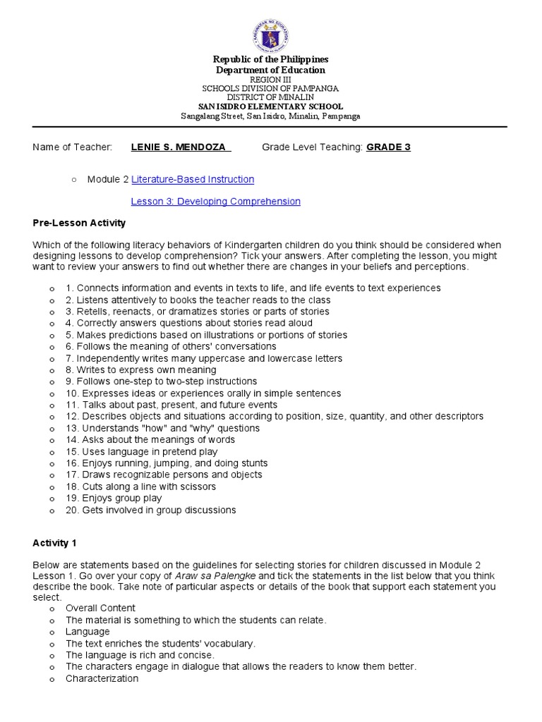 Module 2 Lesson 3 - MENDOZA, LENIE S. | PDF