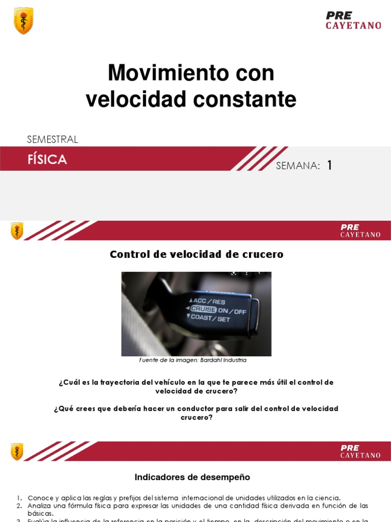 Diapositivas de La Clase - Movimiento Con Velocidad Constante | PDF | Velocidad | Hora
