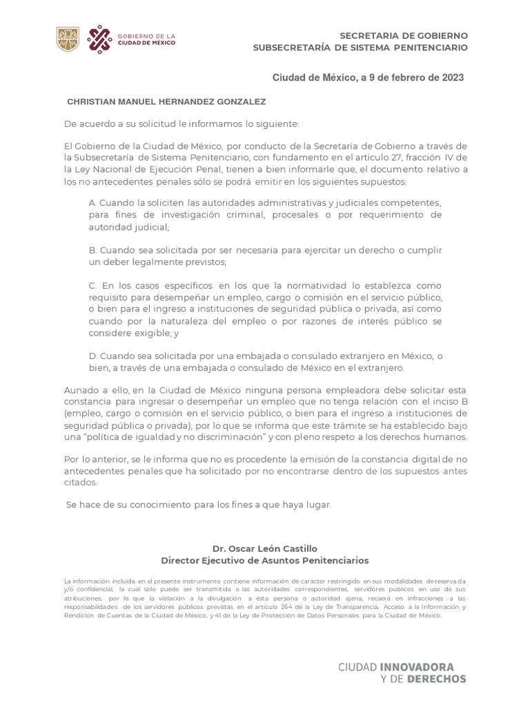 Carta Rechazo | PDF | México | Ciudad de México