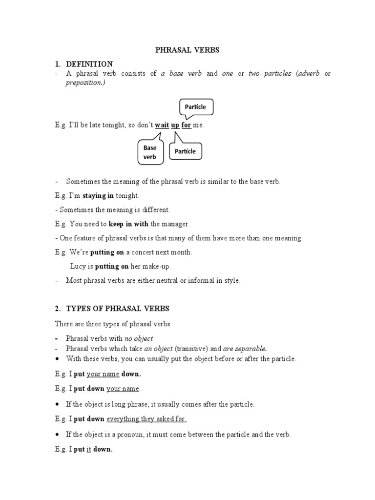 Phrasal Verbs - Theory | Download Free PDF | Verb | Linguistic Typology
