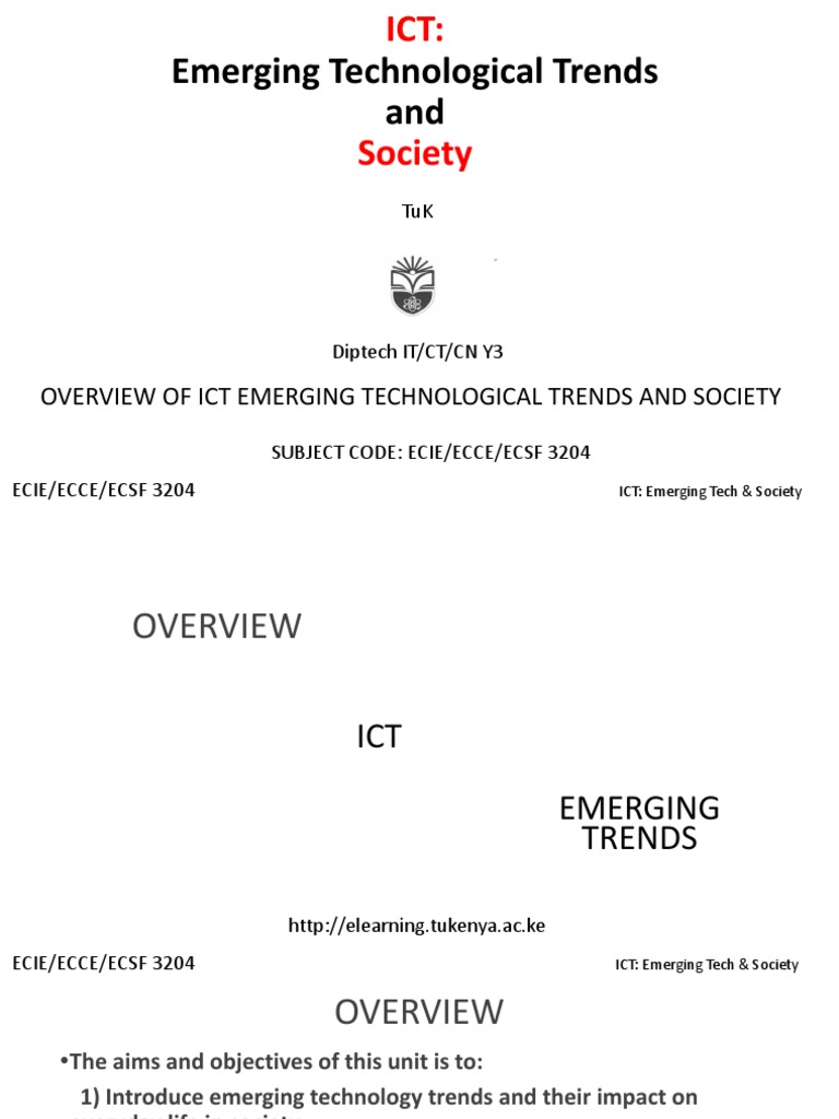 Lecture 1 - ICT Emerging Tech Trends and Society PDF | PDF | Usability | Computing