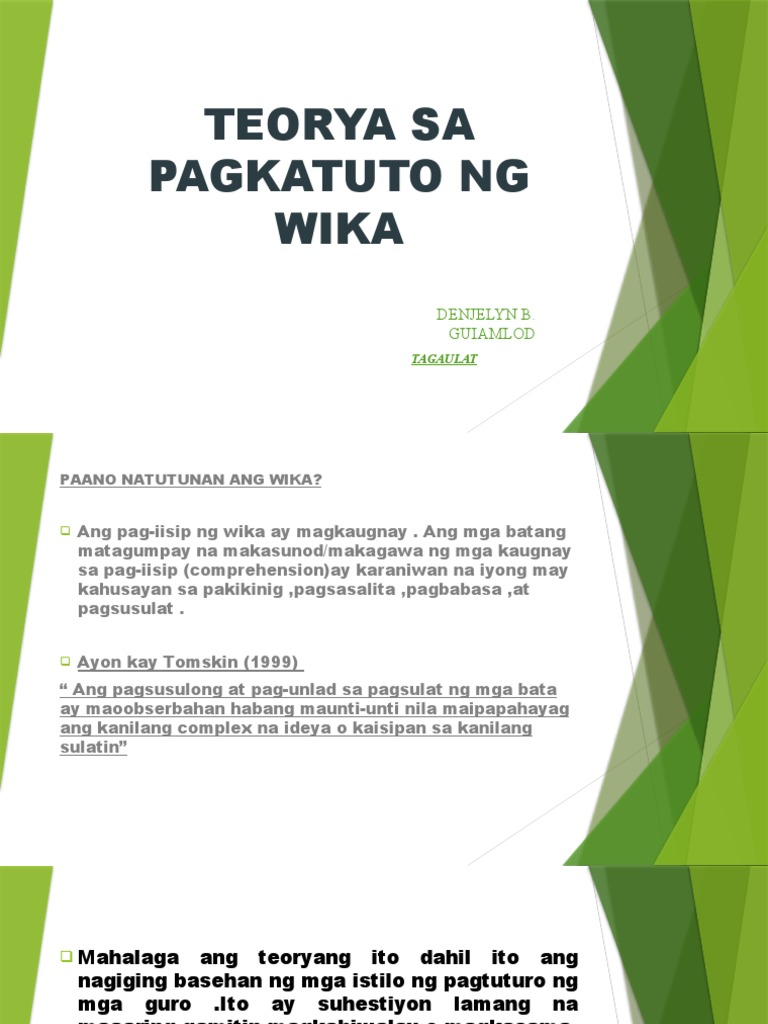 TEORYA SA PAGKATUTO NG WIKA by ; DENJELYN | PDF