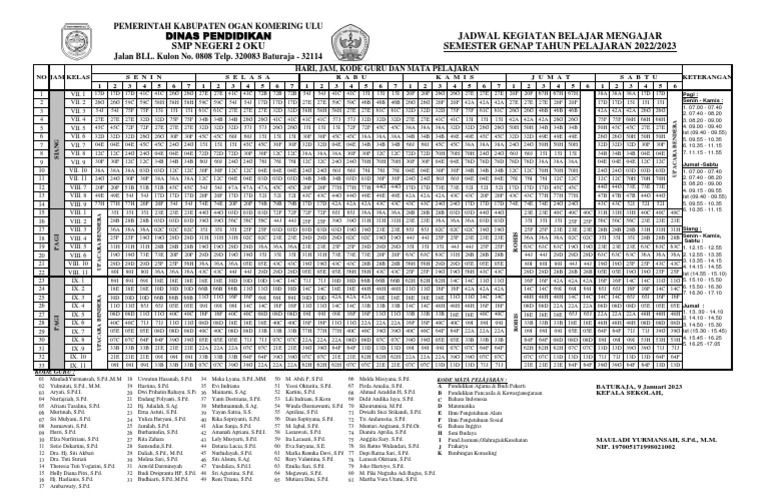 Jadwal KBM Genap-2 PDF | PDF