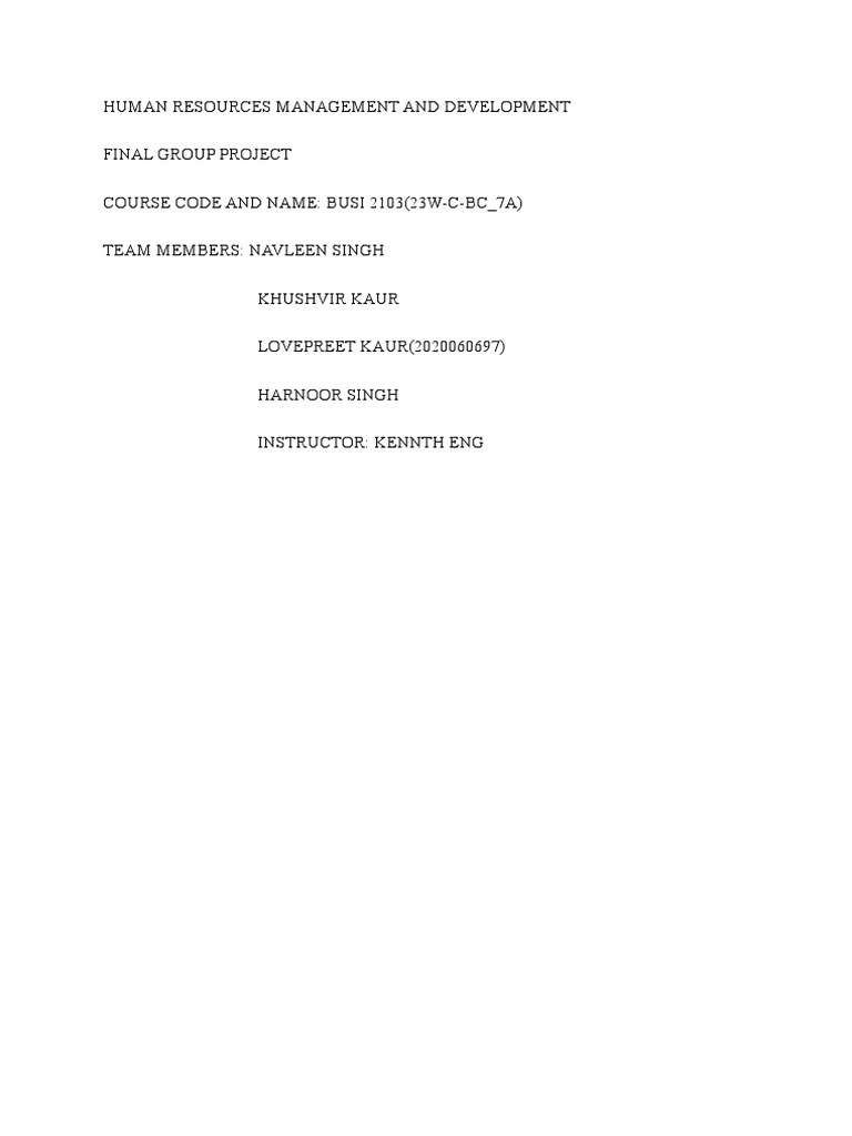 Final Report HRM | PDF | Franchising | Employment