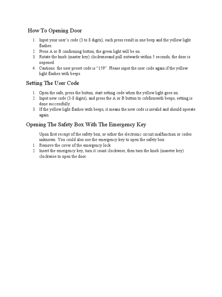 How To Opening Door Safety Box | PDF