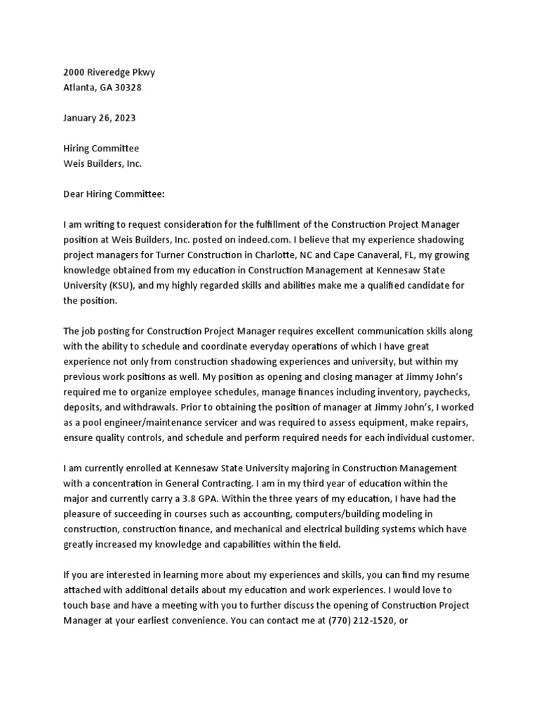 Connor Vaughn Cover Letter | PDF