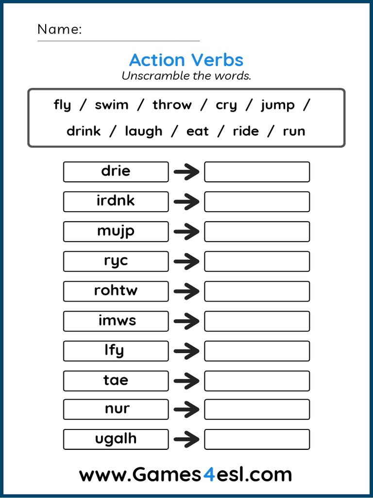 Action Verb Worksheets - 3 PDF | PDF