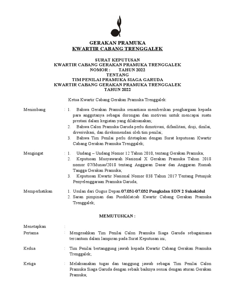 2022 2C - SK Penilai Pramuka Siaga Garuda OK | PDF