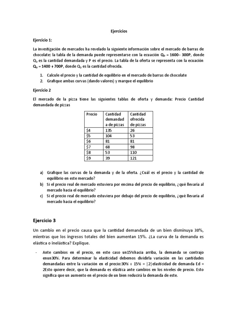 Ejercicios Micro | PDF | Elasticidad (economía) | Precios