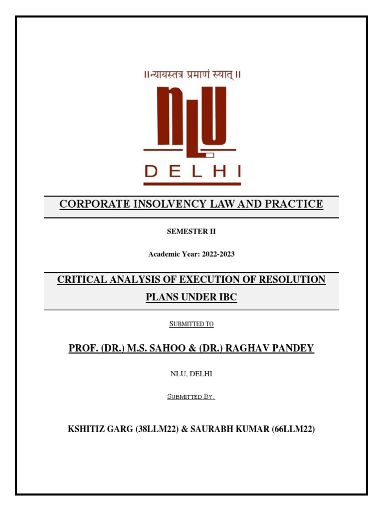 38LLM22 IBC Project PDF | PDF | Bankruptcy | Insolvency