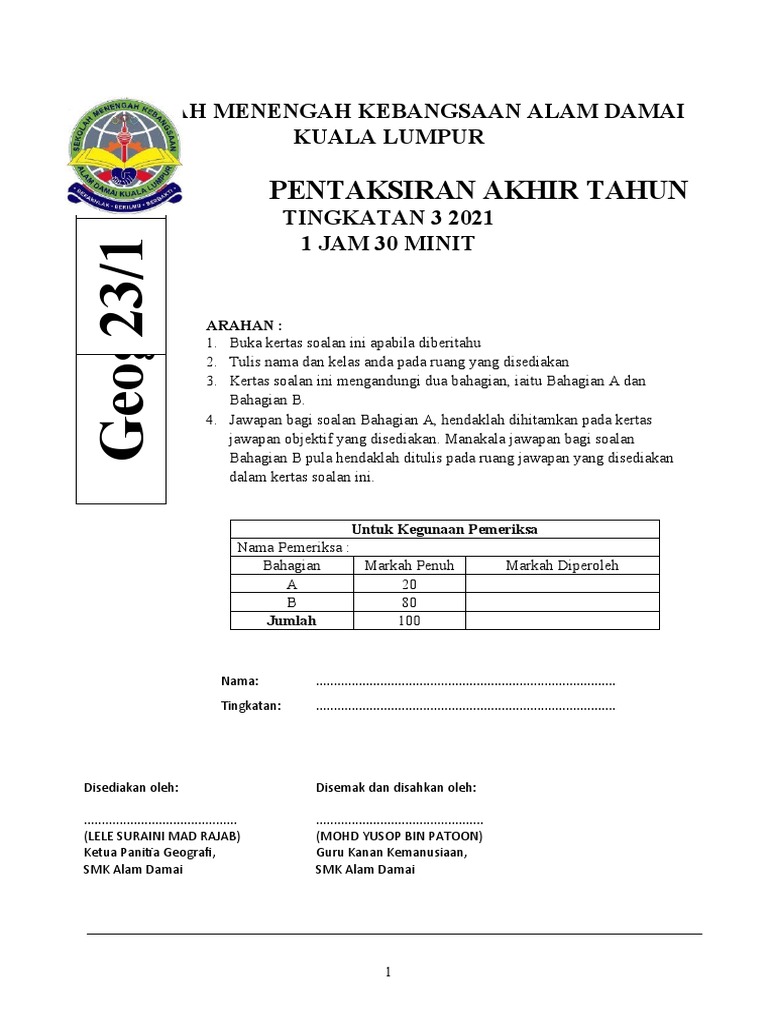 Soalan Akhir Tahun T3 | PDF