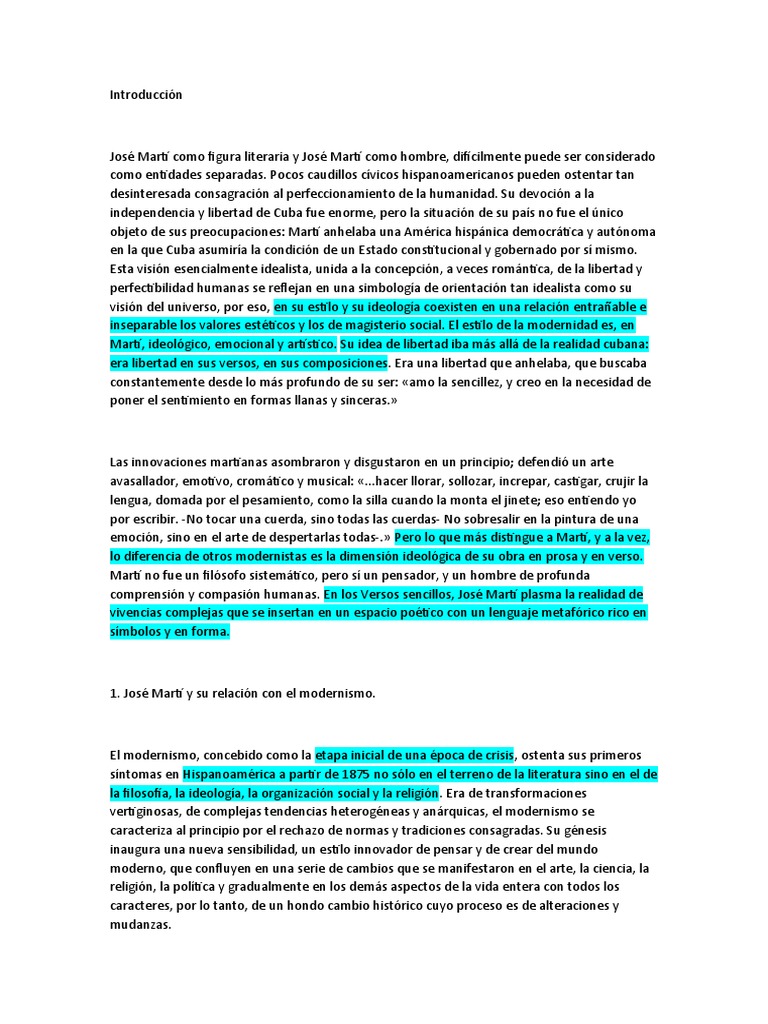 Marti - Versos Sencillos Analisis | PDF | Poesía | Metro (poesía)