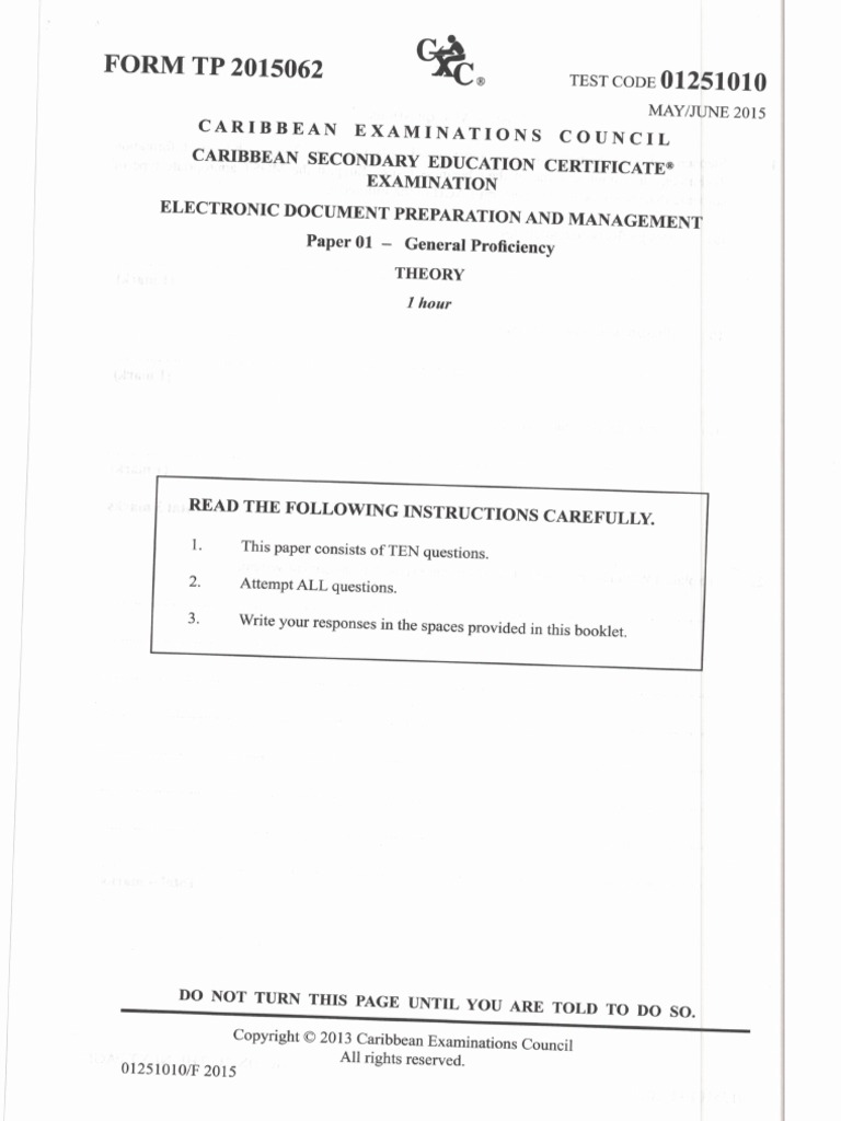 Past Paper 1 2015 | PDF