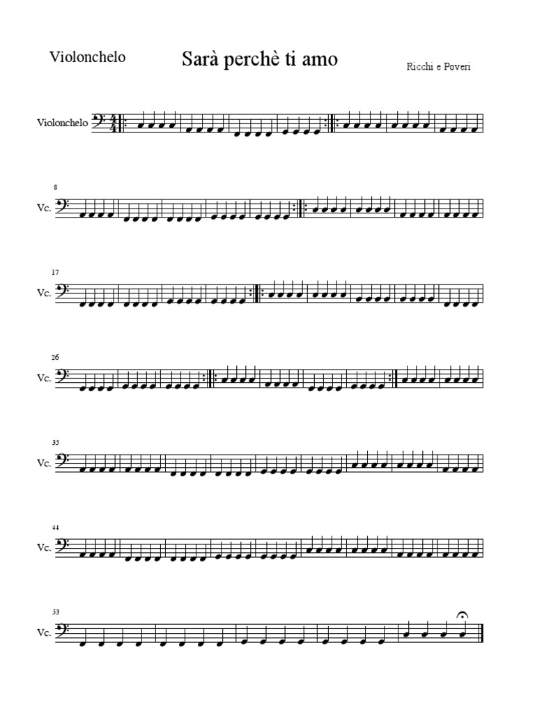 Sarà Perchè Ti Amo-Violonchelo | PDF