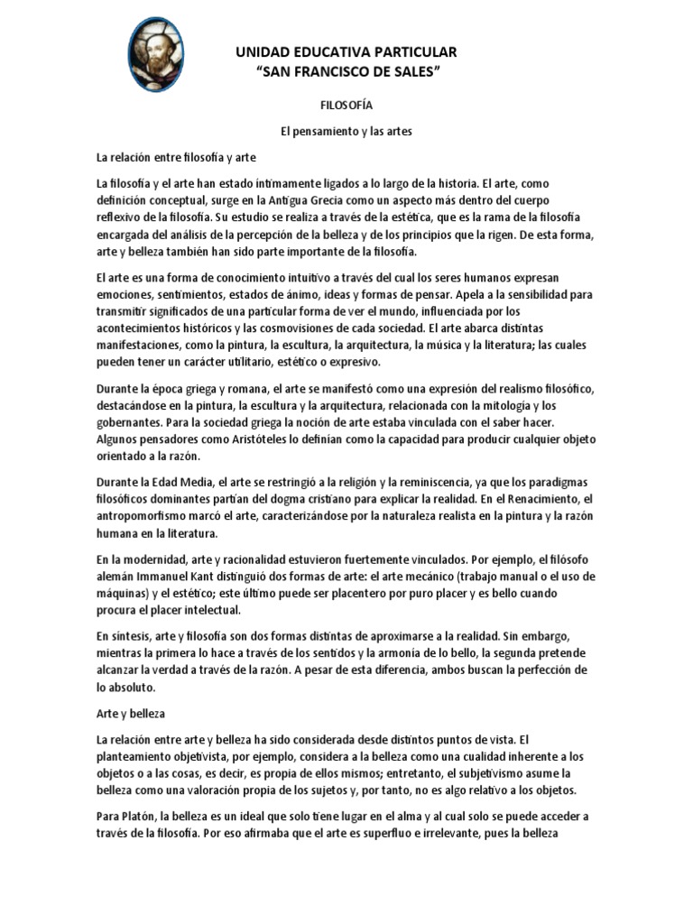 FILOSOFÍA Las Artes y La Filosofía | PDF | Belleza | Immanuel Kant