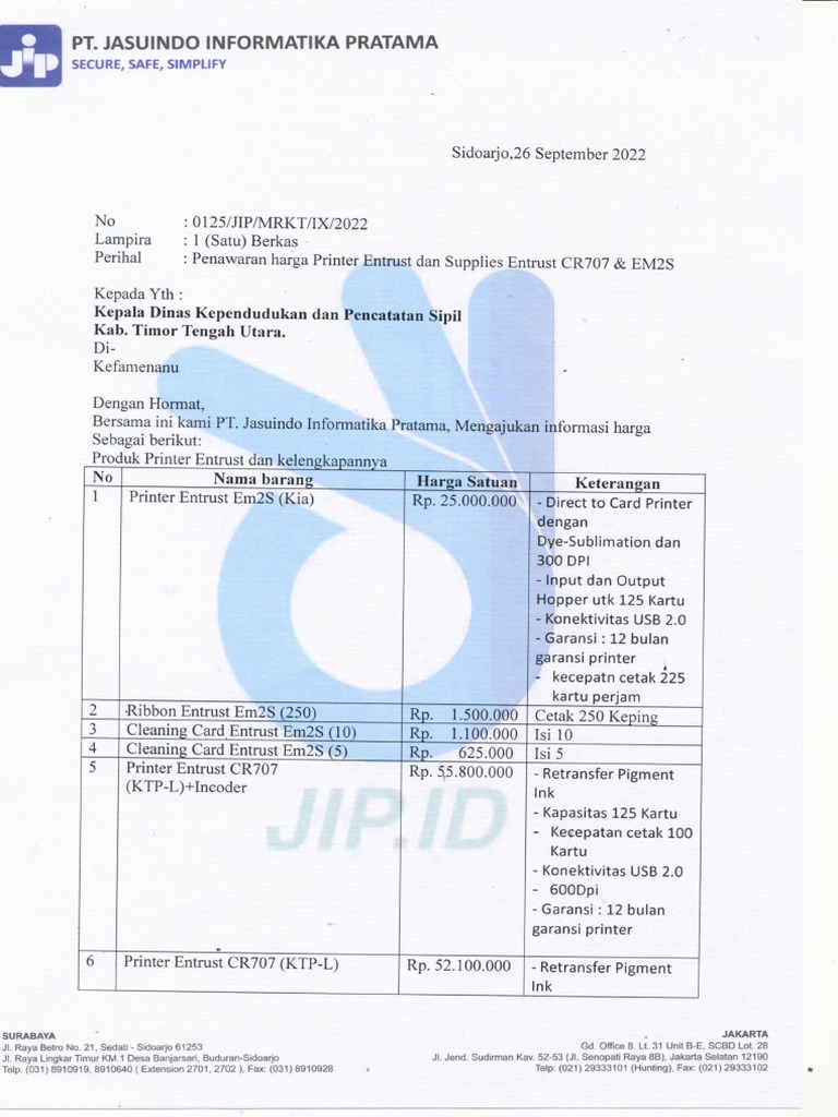 SPH ALAT PRINTER TTU 2022027 | PDF