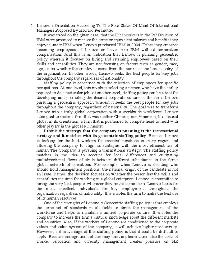 Lenovo Case Study 7 | PDF | Human Resources | Lenovo