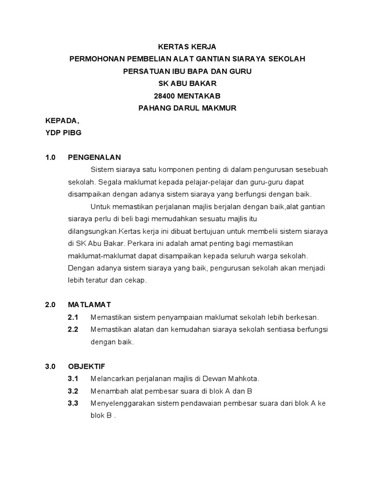 Kertas Kerja Siaraya Sekolah | PDF