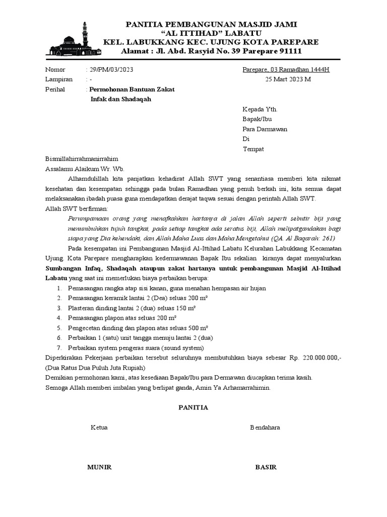 Surat Masjid Jami Al Ijtihad | PDF