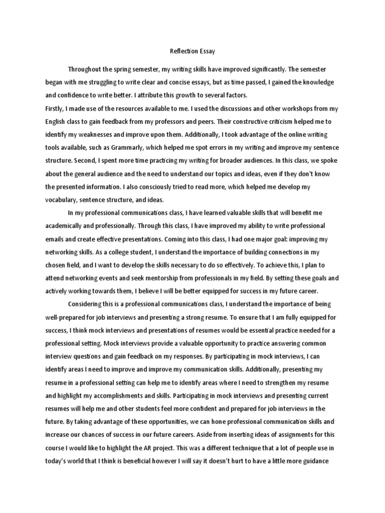 Reflection Essay | PDF | Job Interview | Mentorship