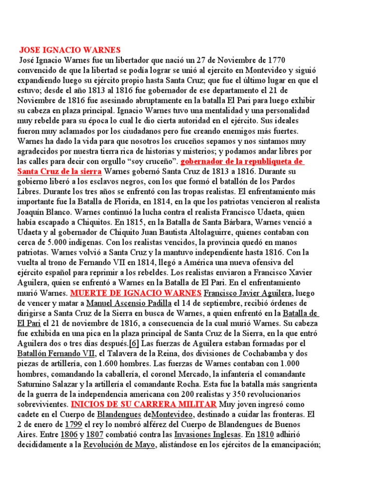 Jose Ignacio Warnes | PDF | Operaciones militares | Militares de españa