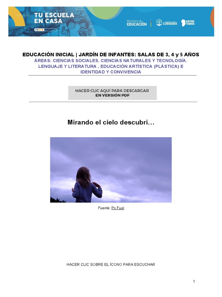 Mirando El Cielo Descubrí - Actividades Integradas | PDF | Pinturas ...