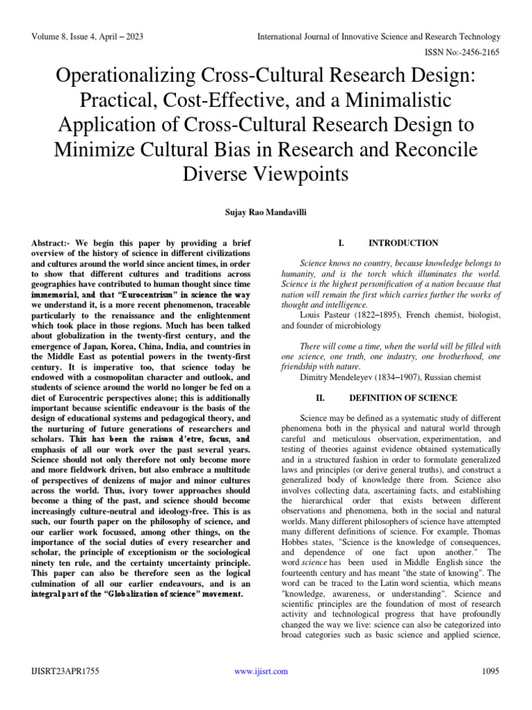 Operationalizing Cross-Cultural Research Design Practical, Cost ...