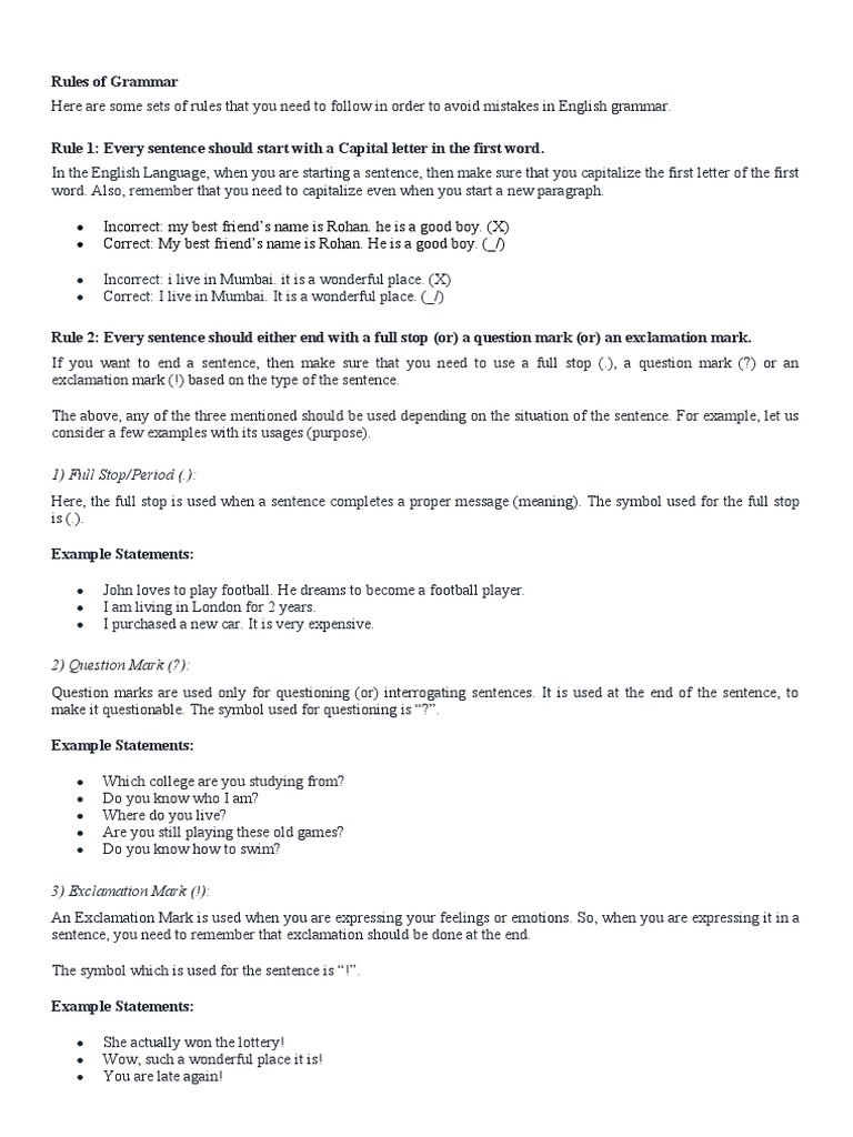 Rules of Grammar | PDF | Grammatical Number | Subject (Grammar)