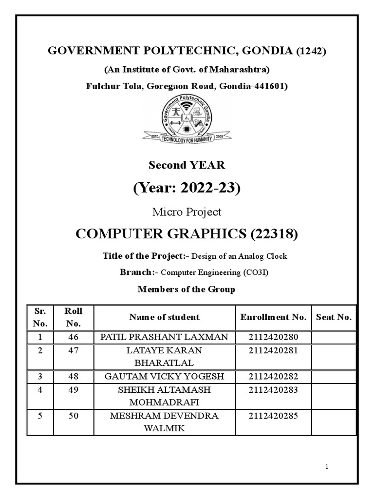 Computer Graphics Micro Project | PDF | Clock | Hour