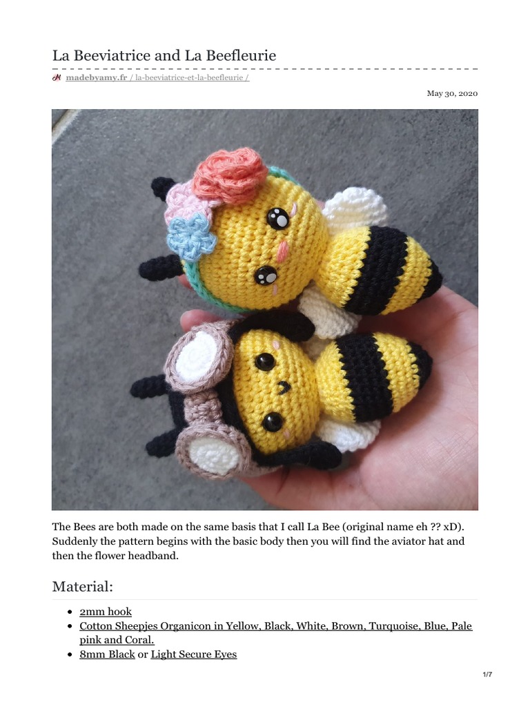 Madebyamy Fr-Little Bee PDF | PDF | Crochet | Sewing