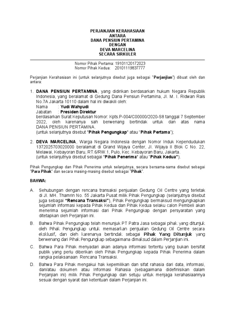 Surat Pengalihan Saham | PDF