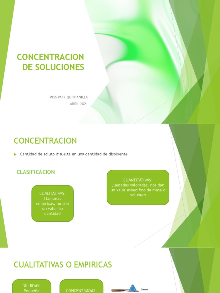 Concentracion de Soluciones | PDF | Concentración | Solubilidad