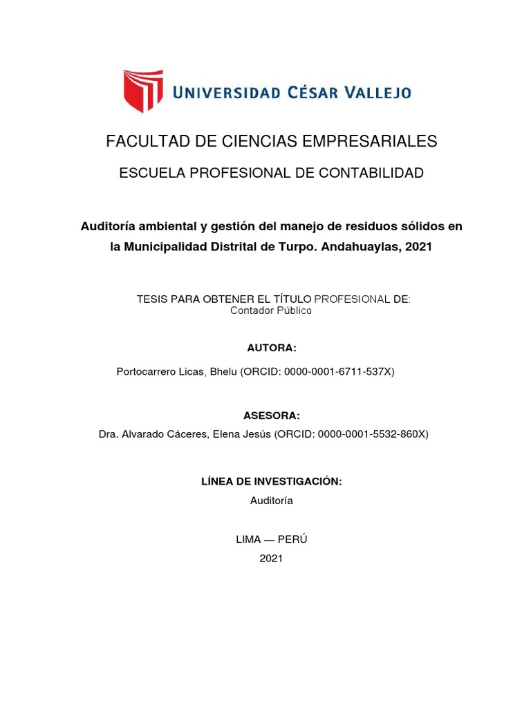 Portocarrero LB-SD | PDF | Residuos | Auditoría