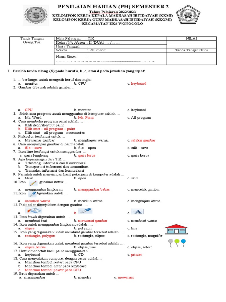 Soal PH Tik Kelas 2 | PDF