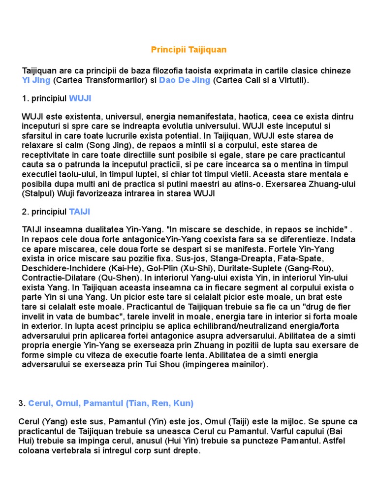 Principii TAI CHI | PDF