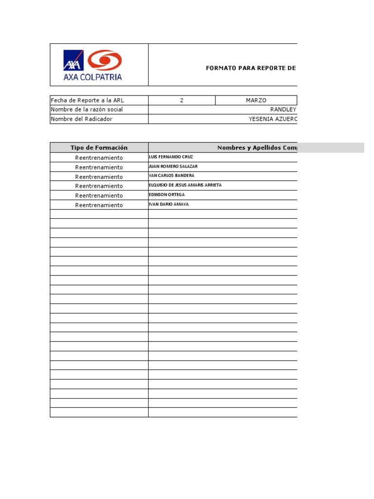 Fomato Reporte Capacitacion | PDF