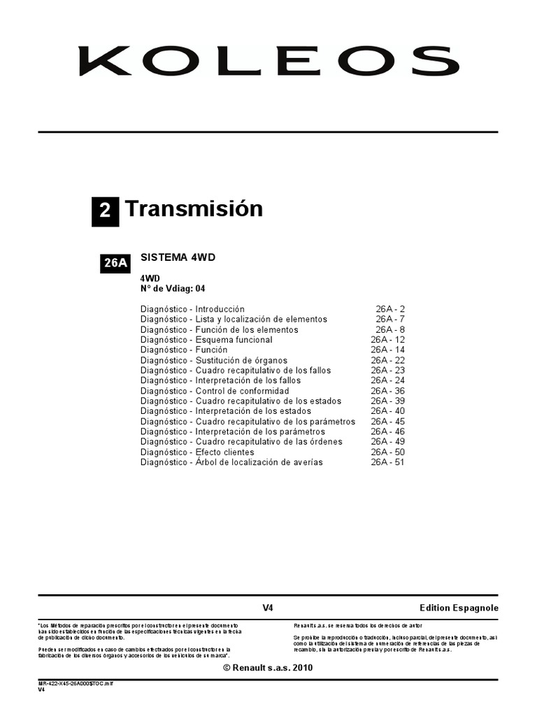 Sistema 4dw Koleos Diesel | PDF | Tracción en las cuatro ruedas ...
