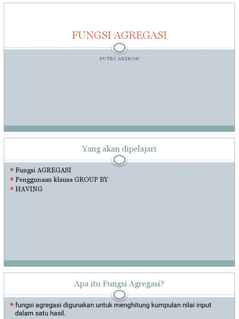 Fungsi dan Klausa Agregasi SQL | PDF