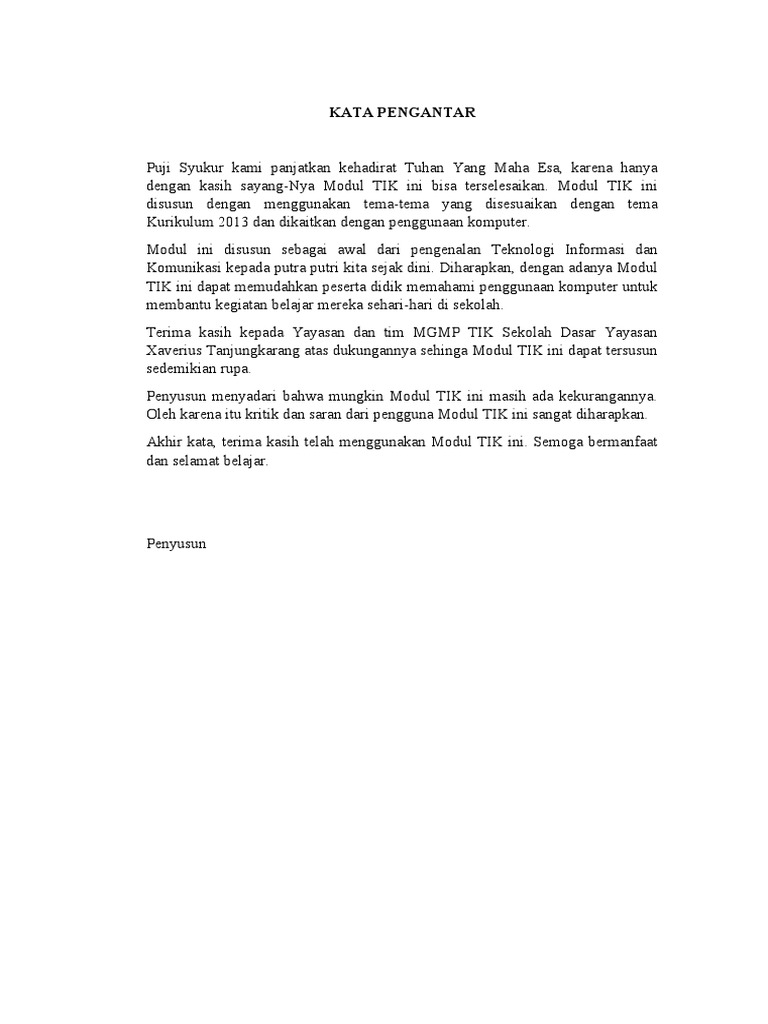 Kata Pengantar Modul Tik TK | PDF