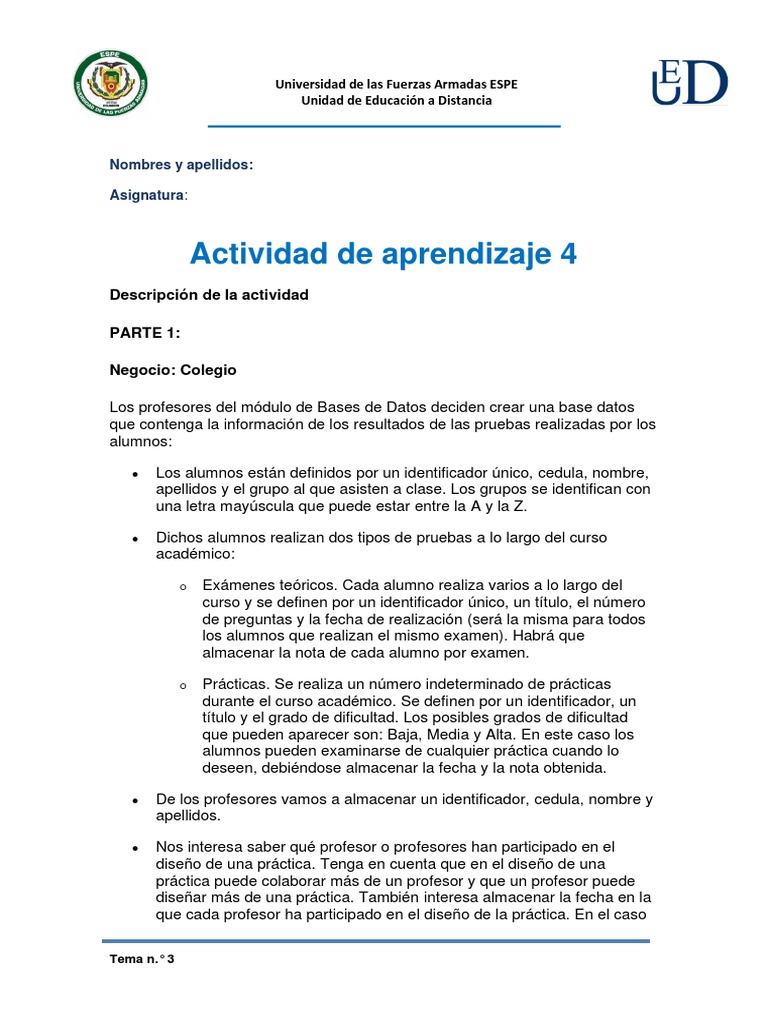 Tema3 Actividad 4 1 | Descargar gratis PDF | Maestros | Aprendizaje